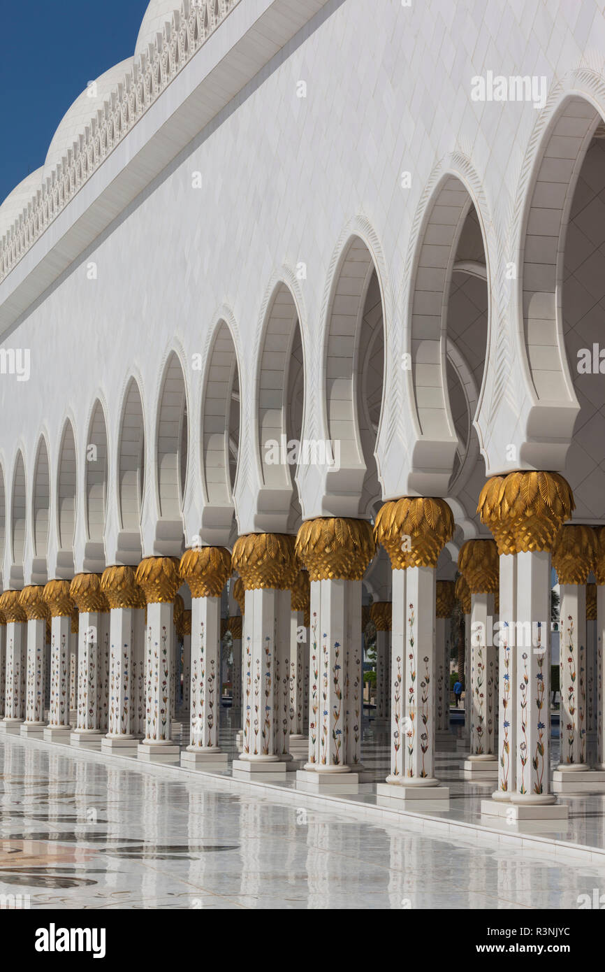 UAE, Abu Dhabi. Sheikh Zayed bin Sultan Mosque arches Stock Photo - Alamy