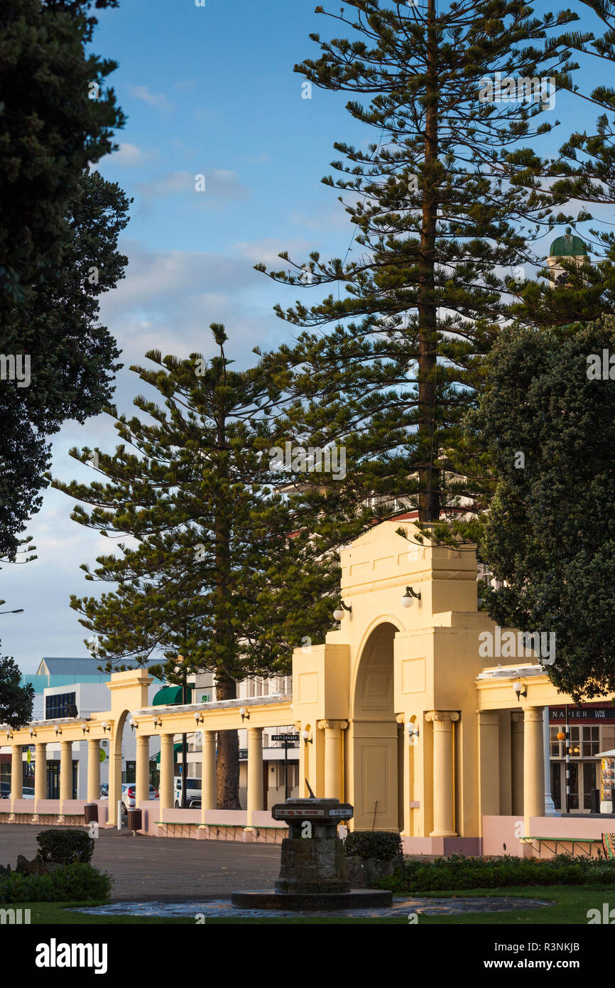 New Zealand, Hawkes Bay, Napier. Art-deco architecture, Marine Parade ...