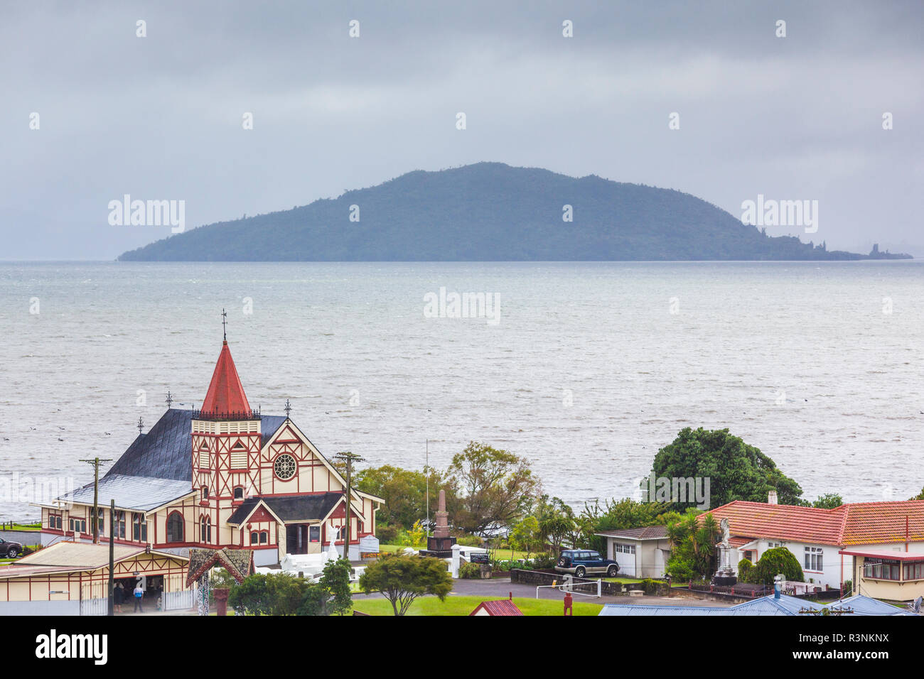 New Zealand, North Island, Rotorua. Ohinemutu, Maori village, St. Faith ...