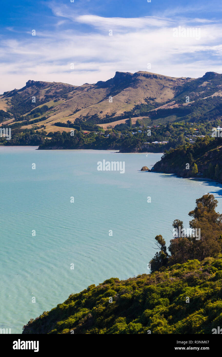 New Zealand, South Island, Christchurch-Rapaki, view of Rapaki Bay ...