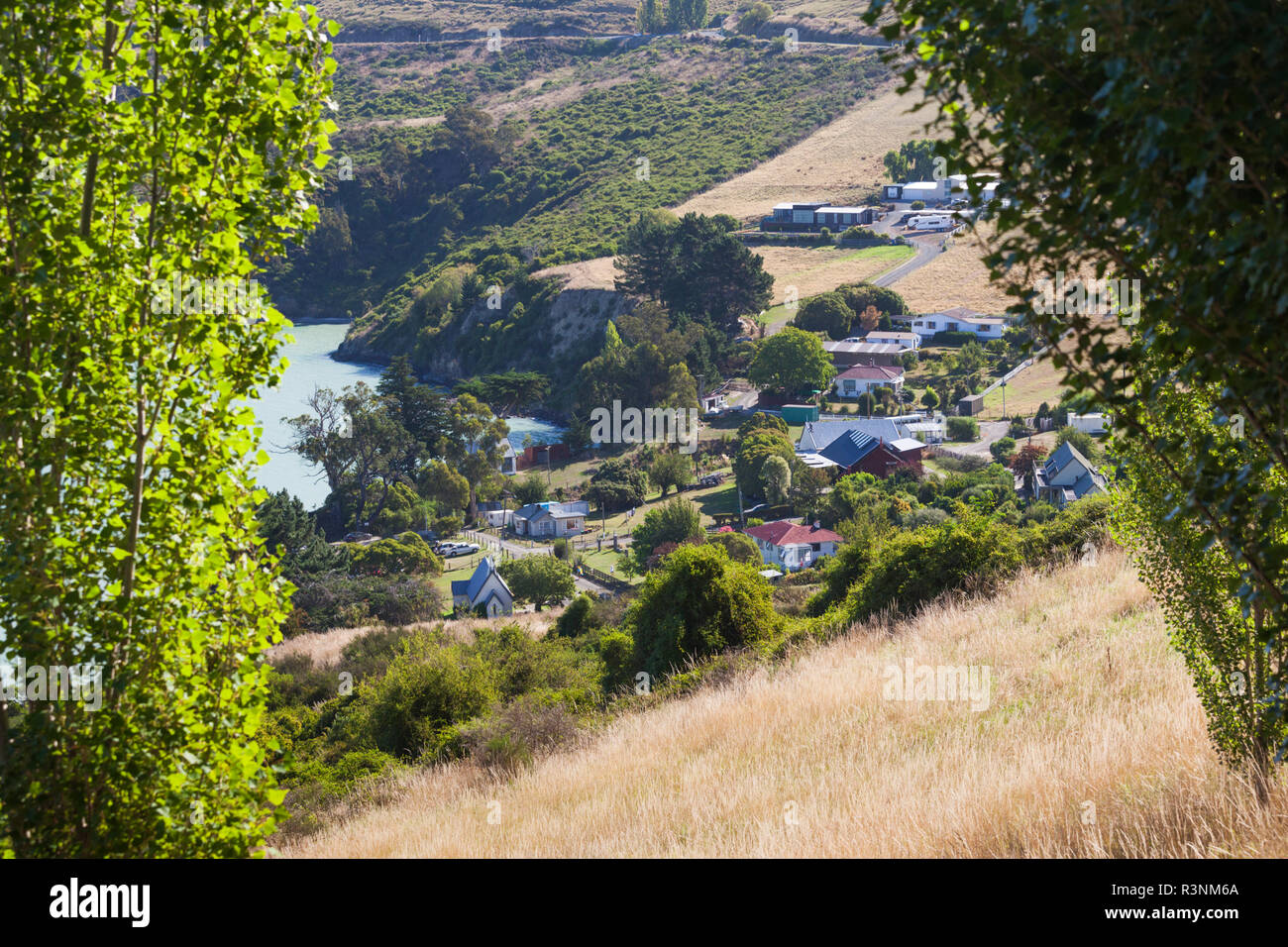 New Zealand, South Island, Christchurch-Rapaki, view of Rapaki Bay ...
