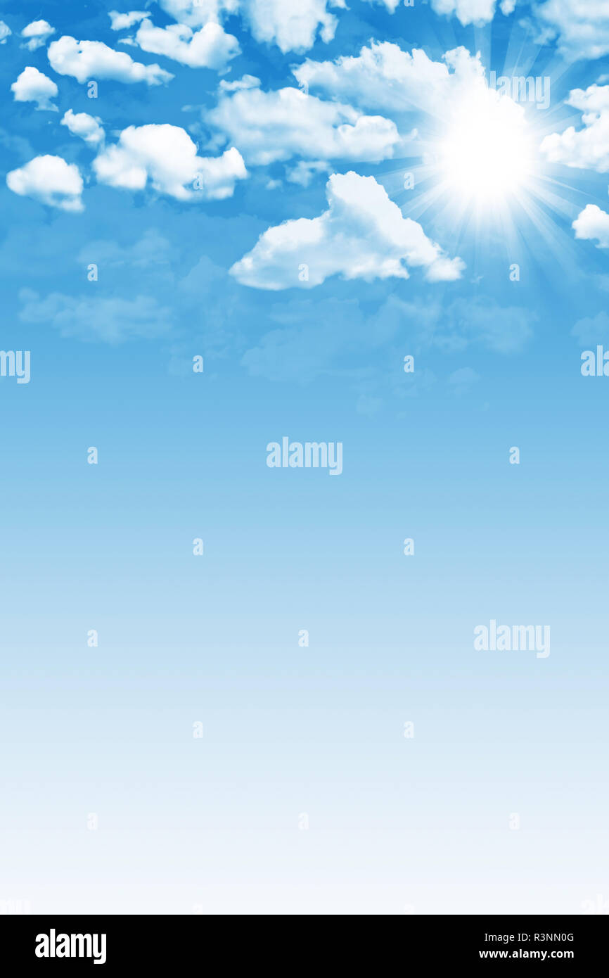 blue,cloudy sky with sun Stock Photo - Alamy
