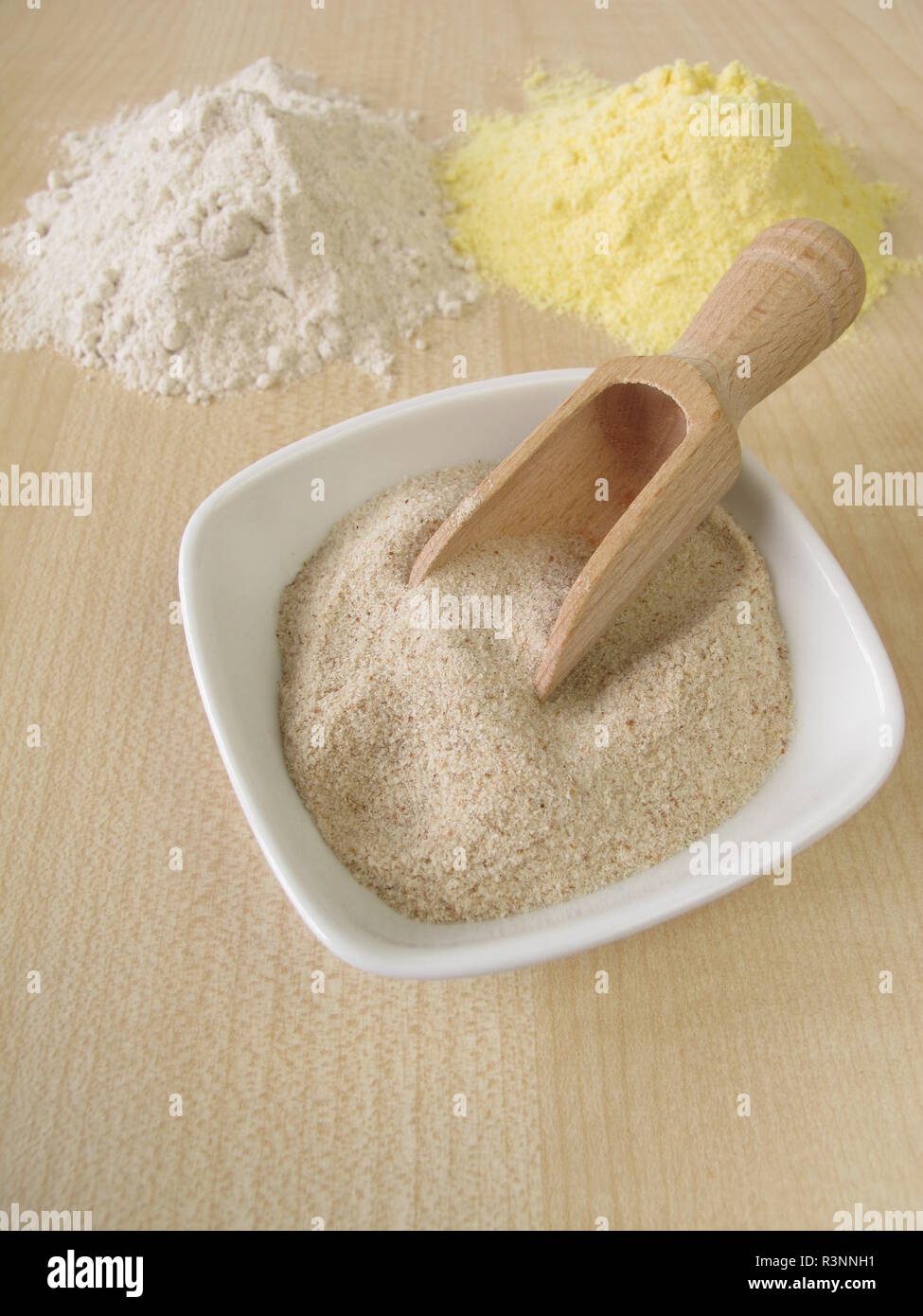 ground psyllium husks,buckwheat flour and cornflour Stock Photo - Alamy