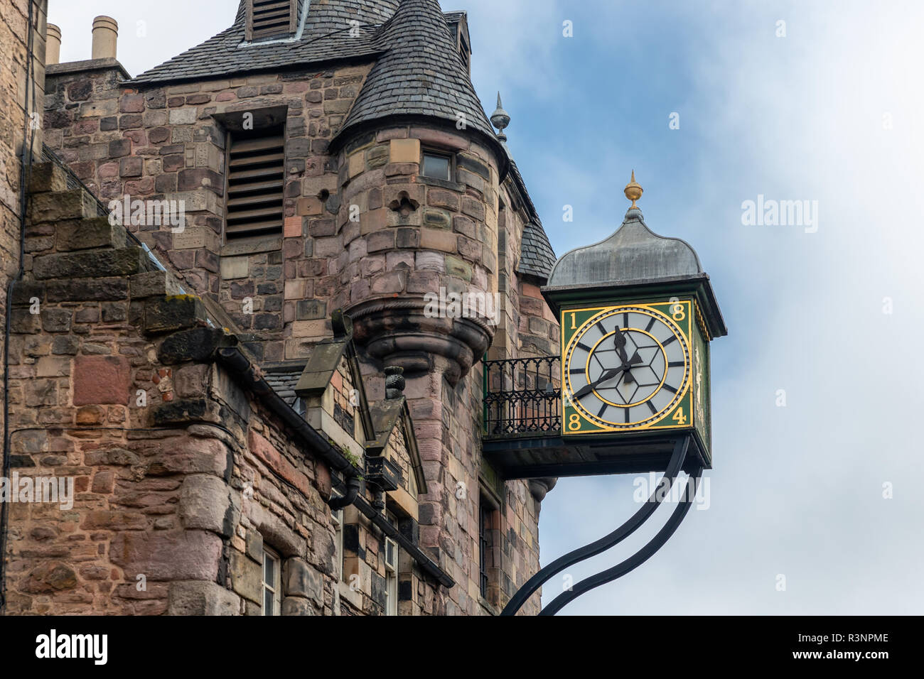Canongate Tolbooth with clock along Royal Mile in Edinburgh, Scotland ...