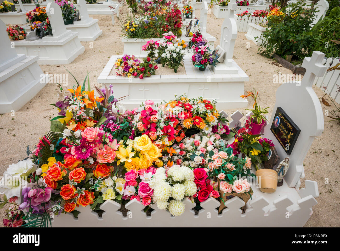 French West Indies, St-Barthelemy. Lorient, traditional cemetery Stock ...