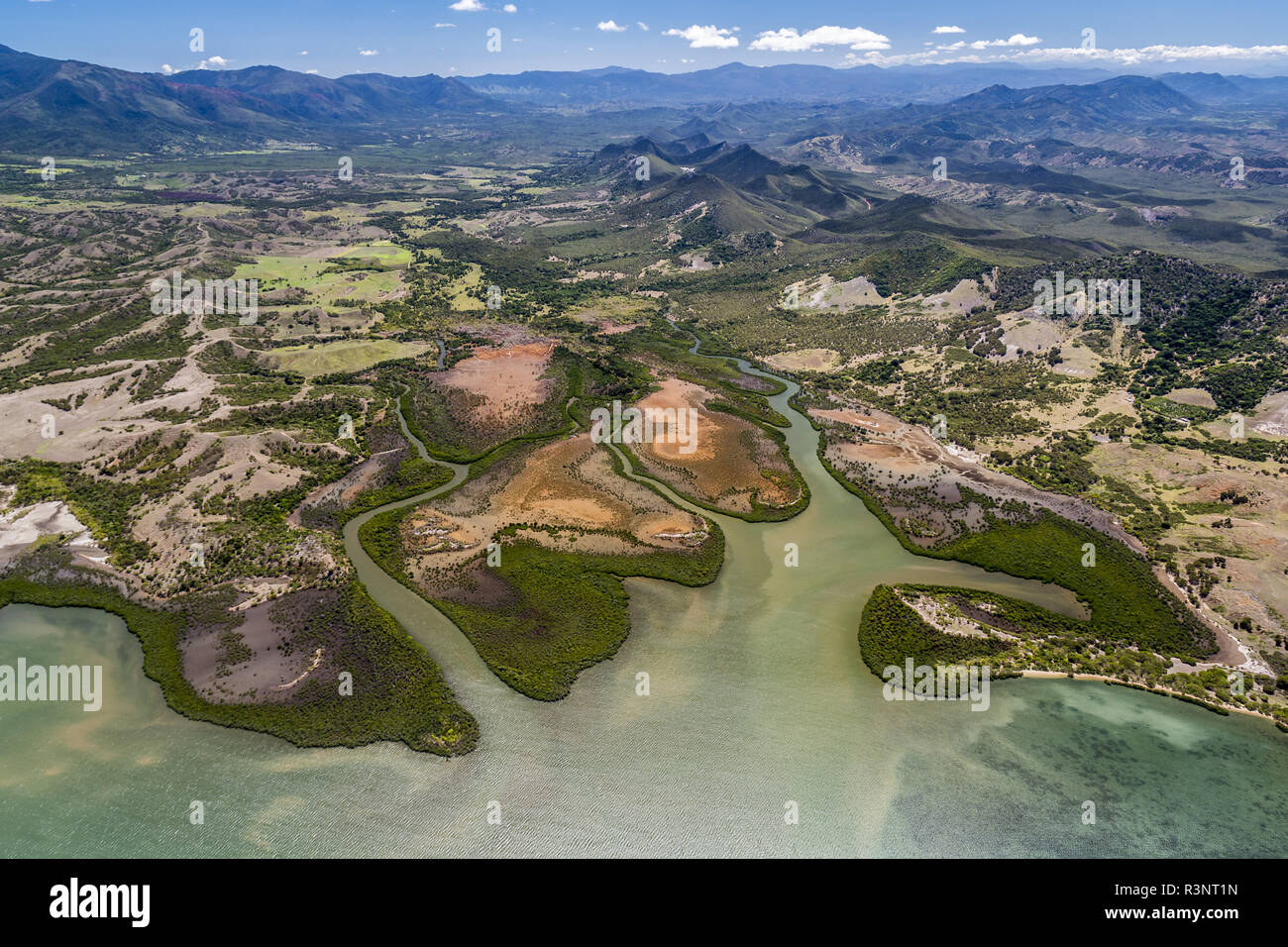 Mouth and mangrove of the west coast, Cape River, Town of Bourail. West ...