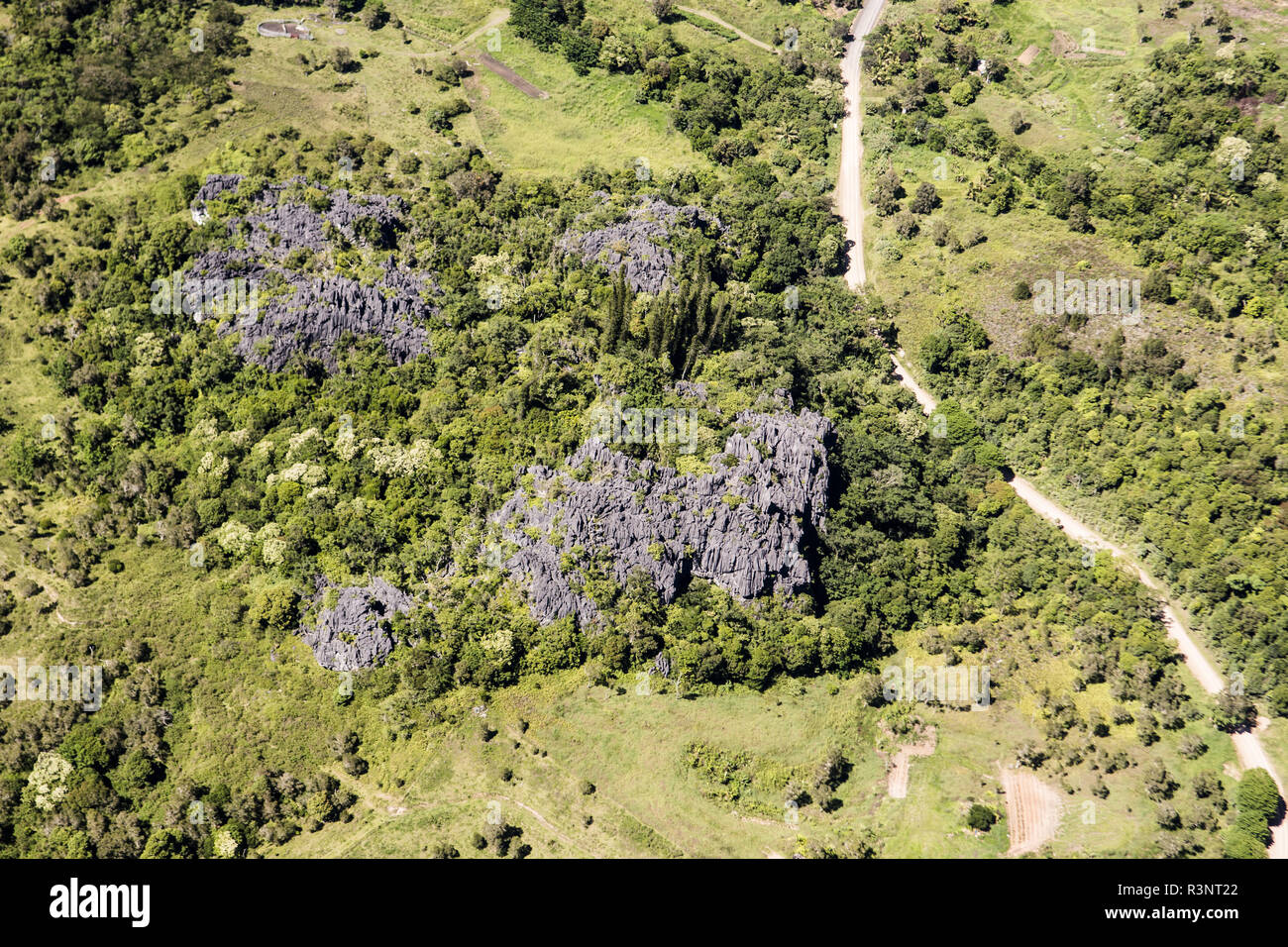 Formation of karstic rocks in the central chain. Limestone rock. Valley ...