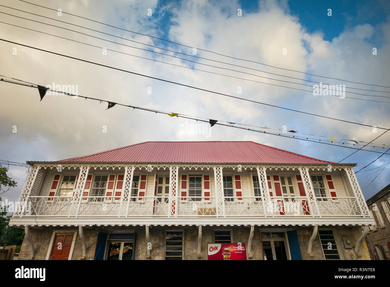 St. Kitts and Nevis, Nevis. Charlestown town buildings Stock Photo - Alamy