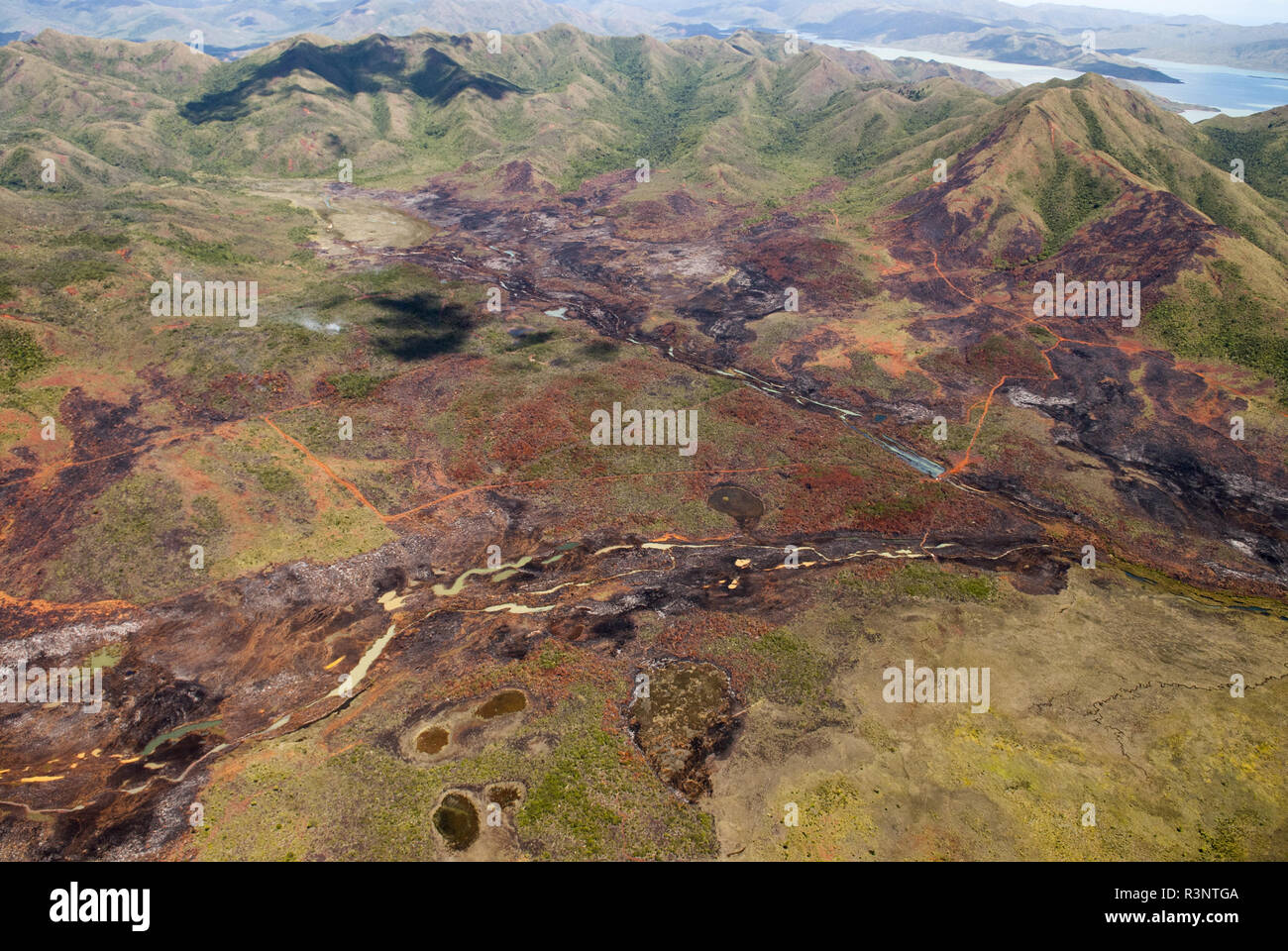 Fire in humid wetland in mining scrub,, Pernod Creek River, Yate ...