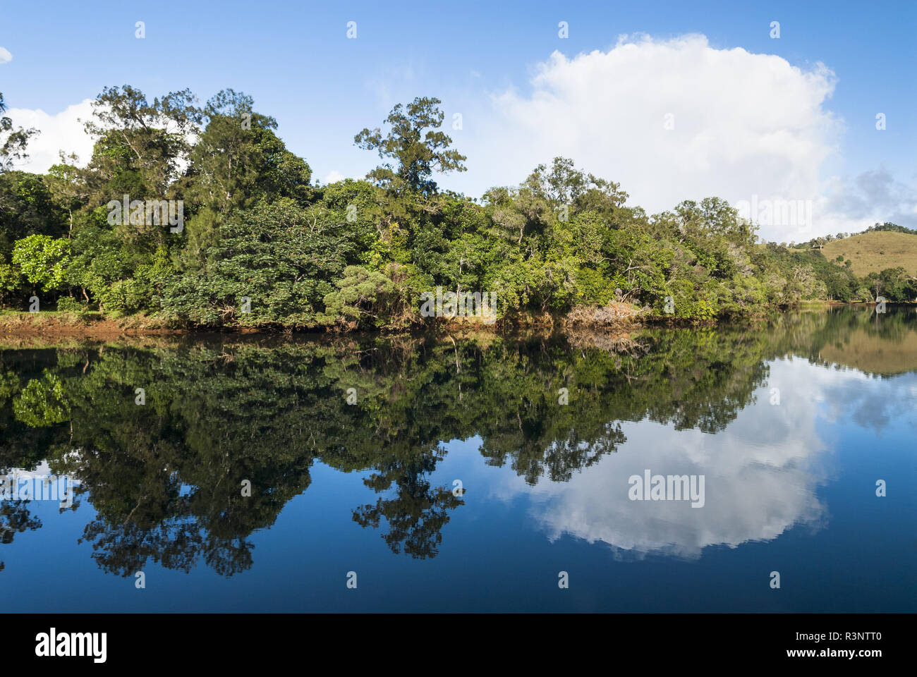 Landscape and reflection in the Dumbea River, New Caledonia Stock Photo ...