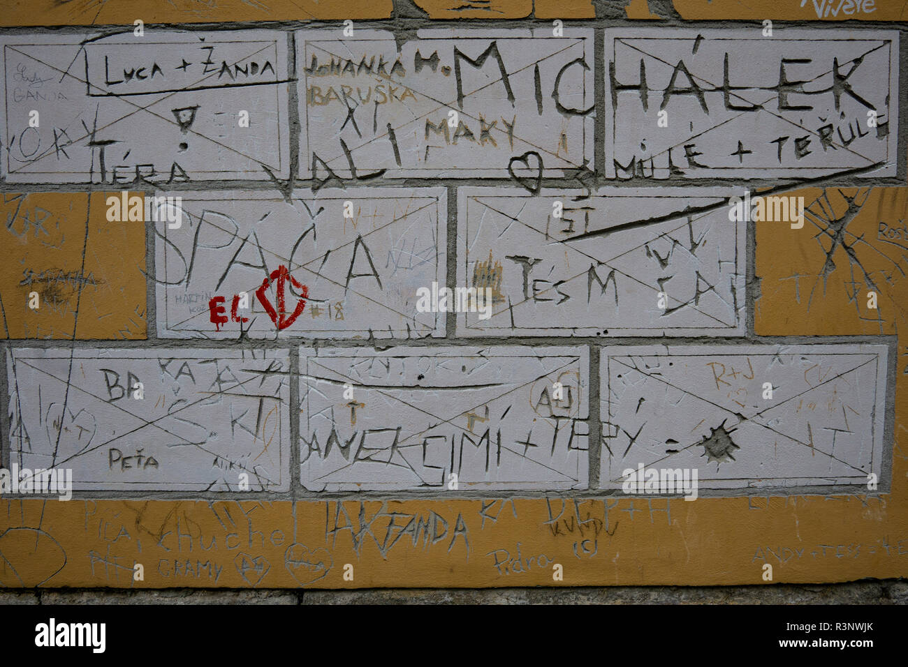 Graffiti on town wall Stock Photo - Alamy