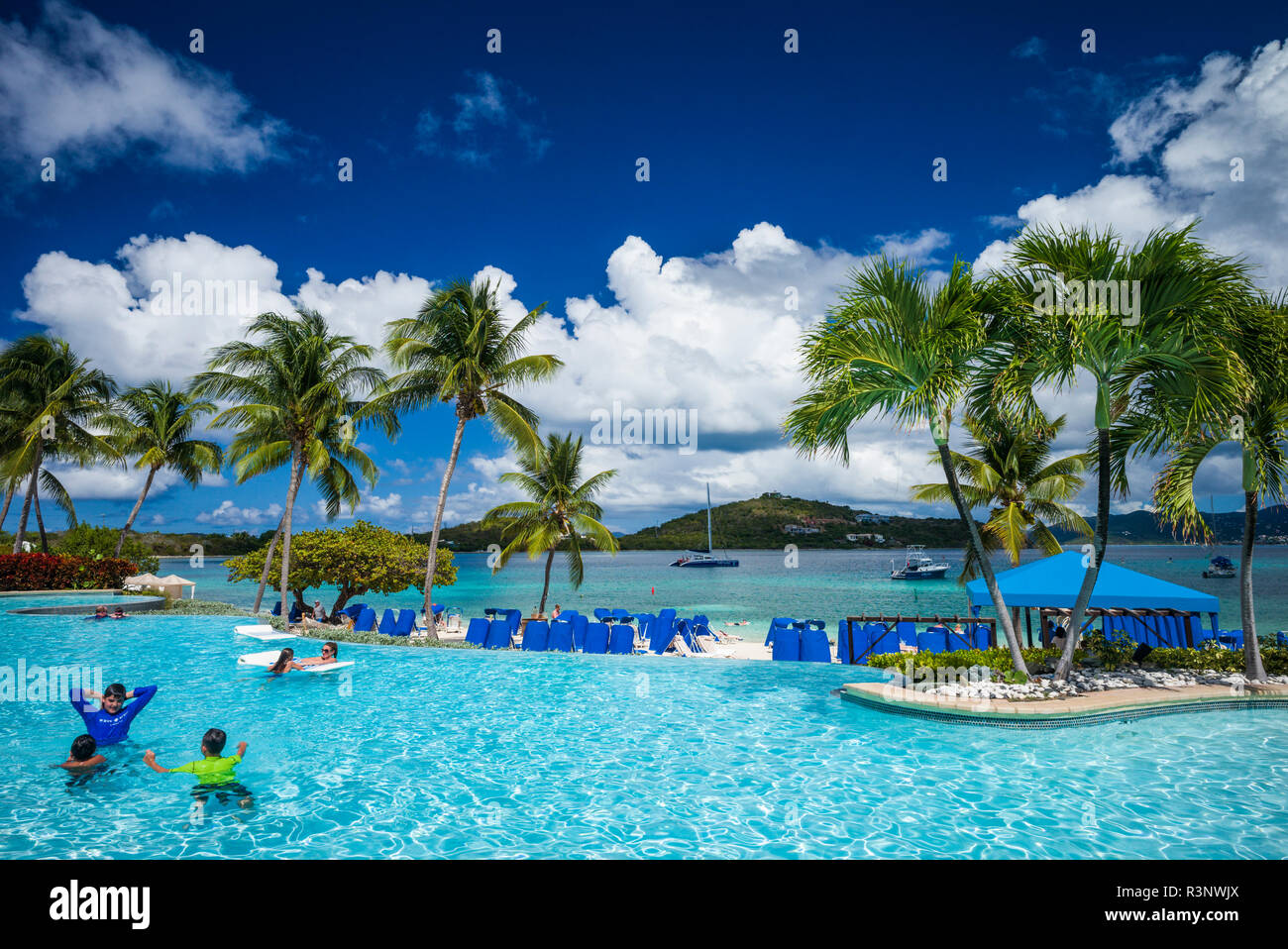 U.S. Virgin Islands, St. Thomas. Great Bay, The Ritz-Carlton swimming ...