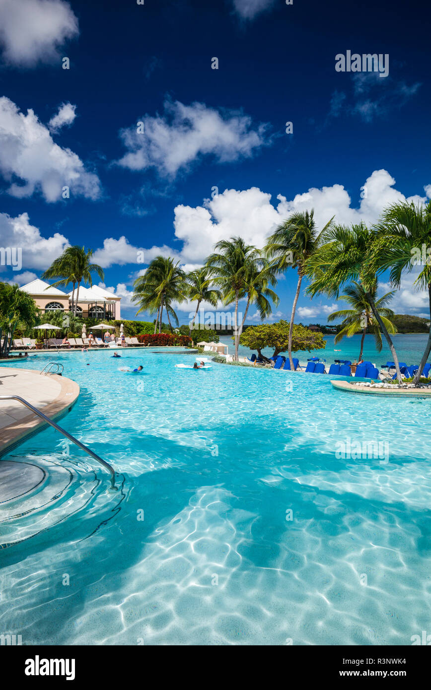 U.S. Virgin Islands, St. Thomas. Great Bay, The Ritz-Carlton swimming ...