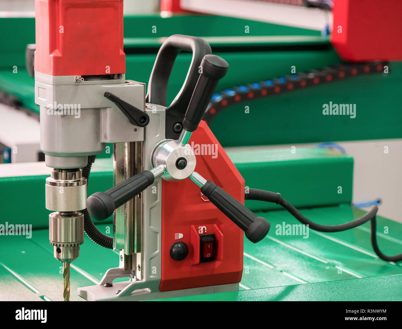 Automated CNC equipment for working with metal at factory. Electro ...