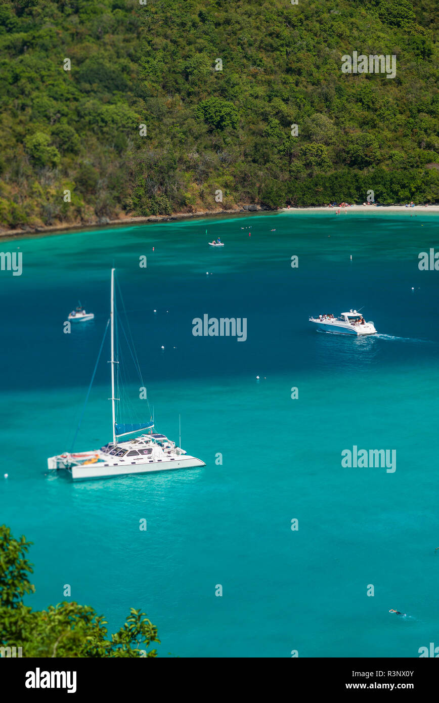 U.S. Virgin Islands, St. John. Maho Bay, elevated bay view Stock Photo ...