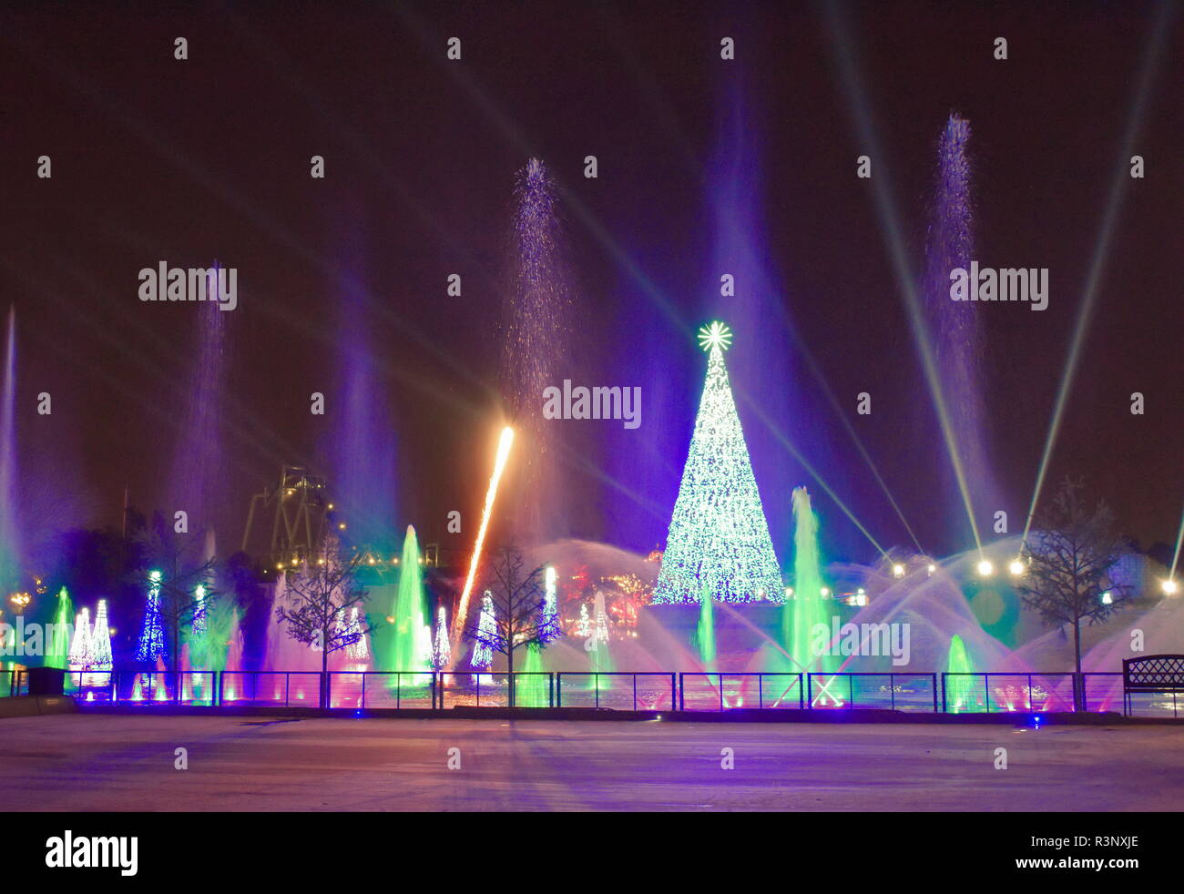Orlando, Florida. November 20, 2018. Illuminated Christmas Tree, jets ...