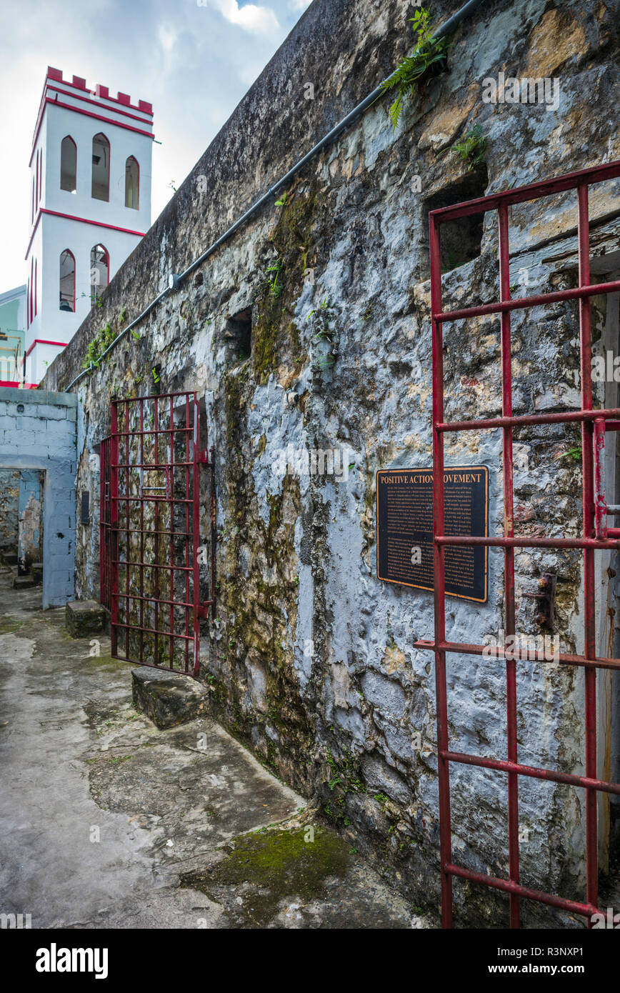 British Virgin Islands, Tortola. Road Town. HM Prison Museum cellblock ...