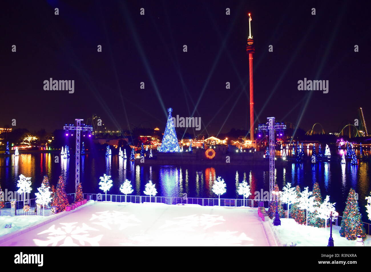 Orlando, Florida. November 21, 2018. Ice skating scene , colorful ...