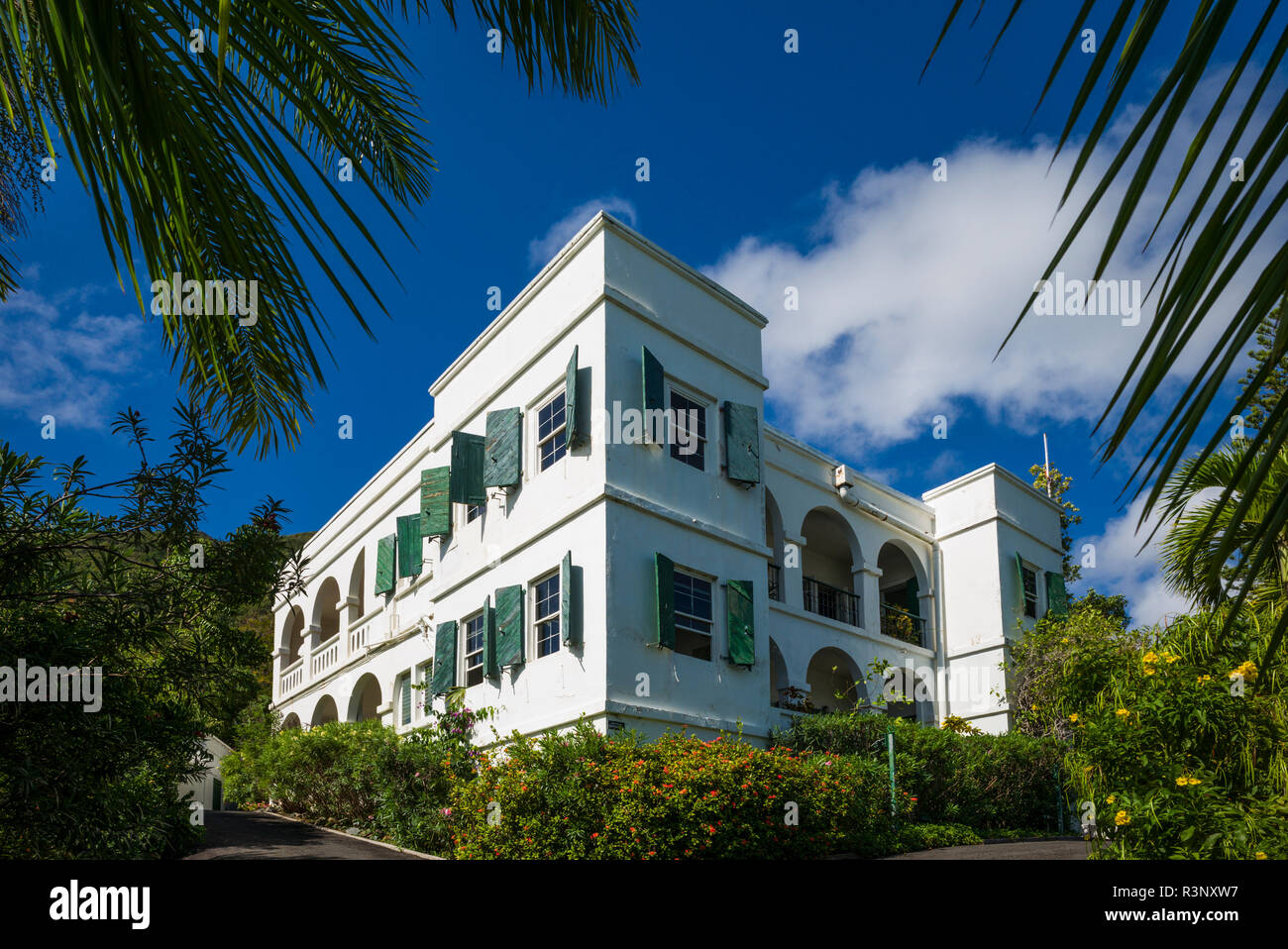 British Virgin Islands, Tortola. Road Town. Former British Government ...
