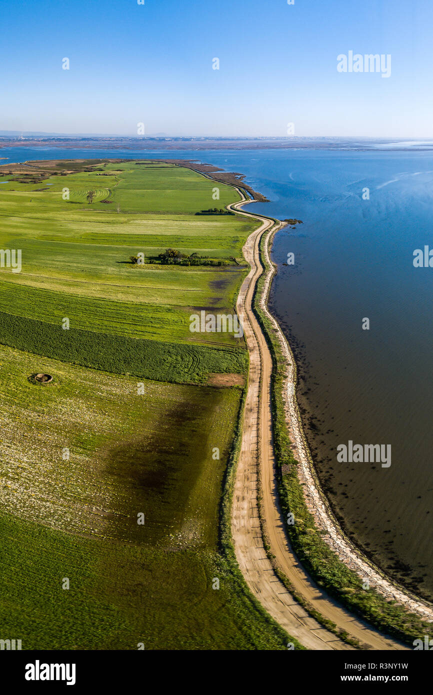 Aerial View of Ameirinhos, rural landscape near the Aveiro Lagoon at ...