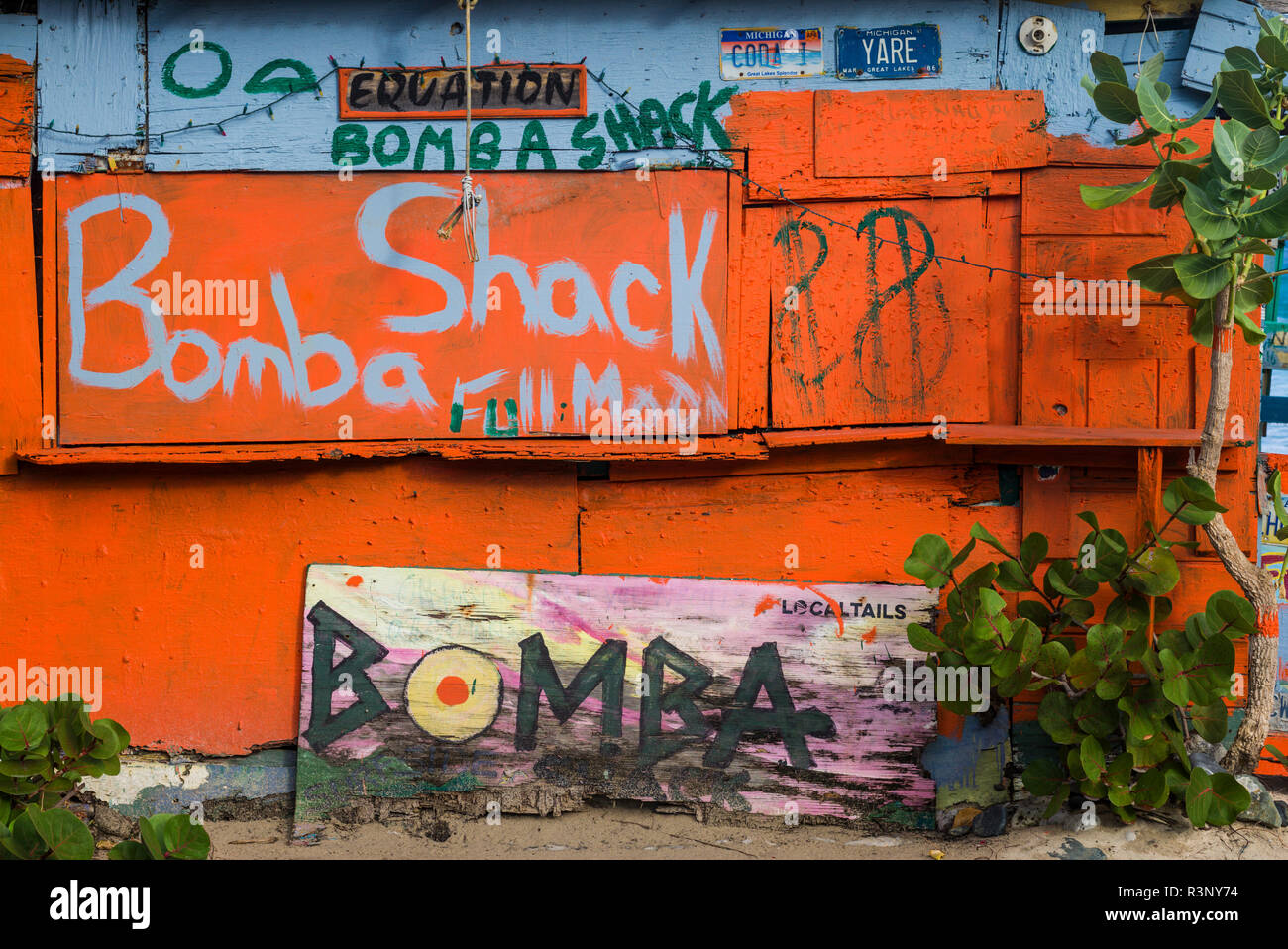 British Virgin Islands, Tortola. Capoons Bay, Bomba's Beach Shack ...