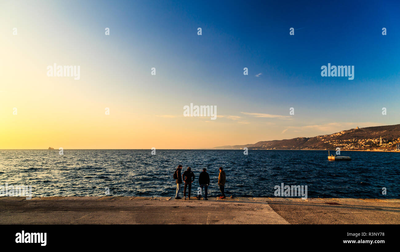 winter evening in the gulf of Trieste Stock Photo - Alamy