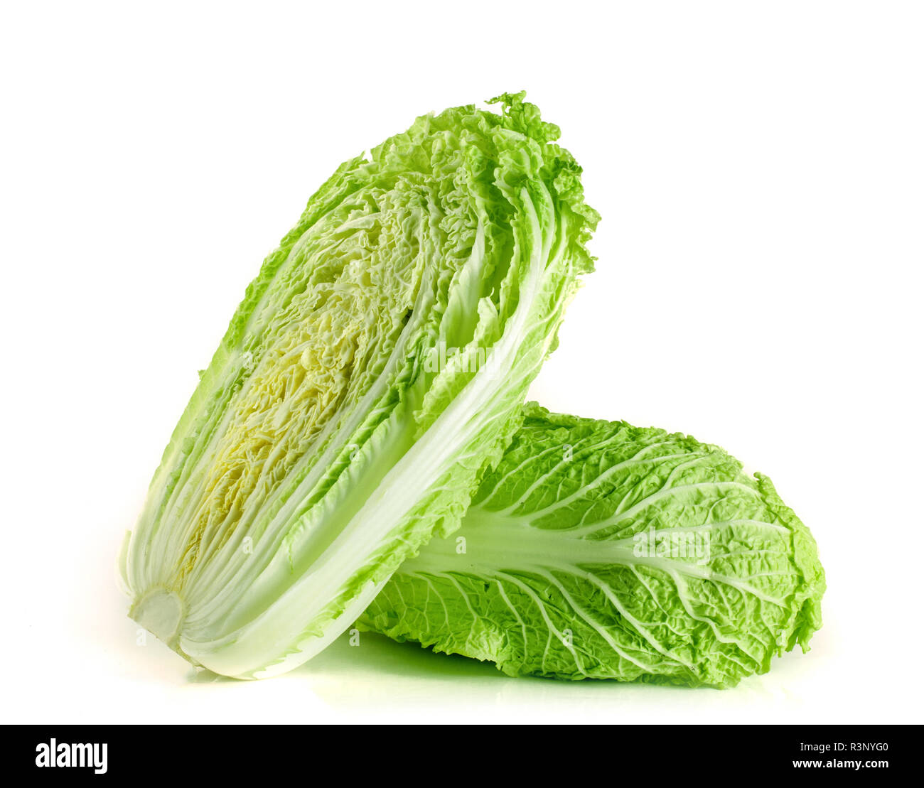 chinese cabbage and half isolated on white background Stock Photo - Alamy