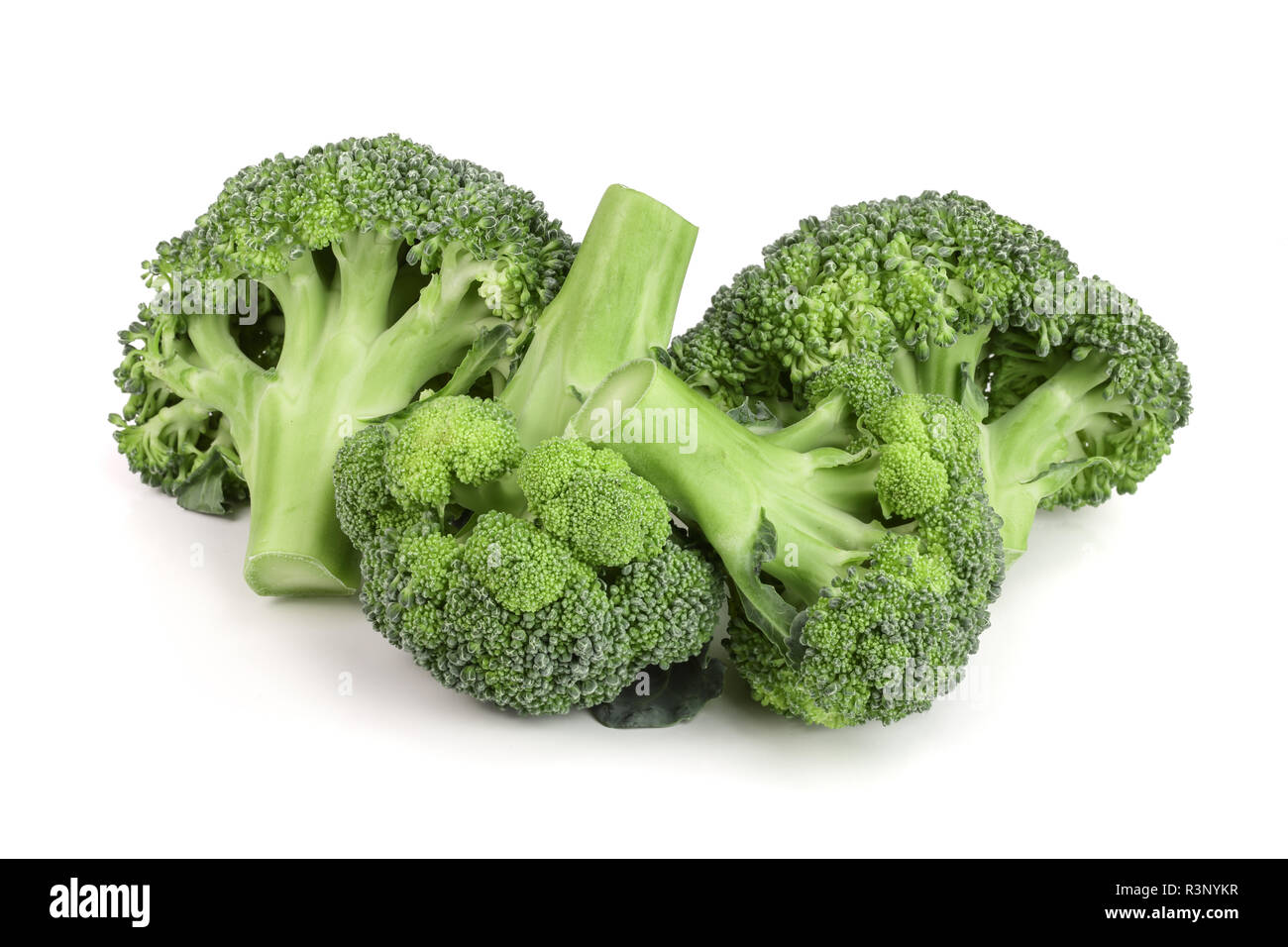 fresh broccoli isolated on white background close-up. Top view Stock ...