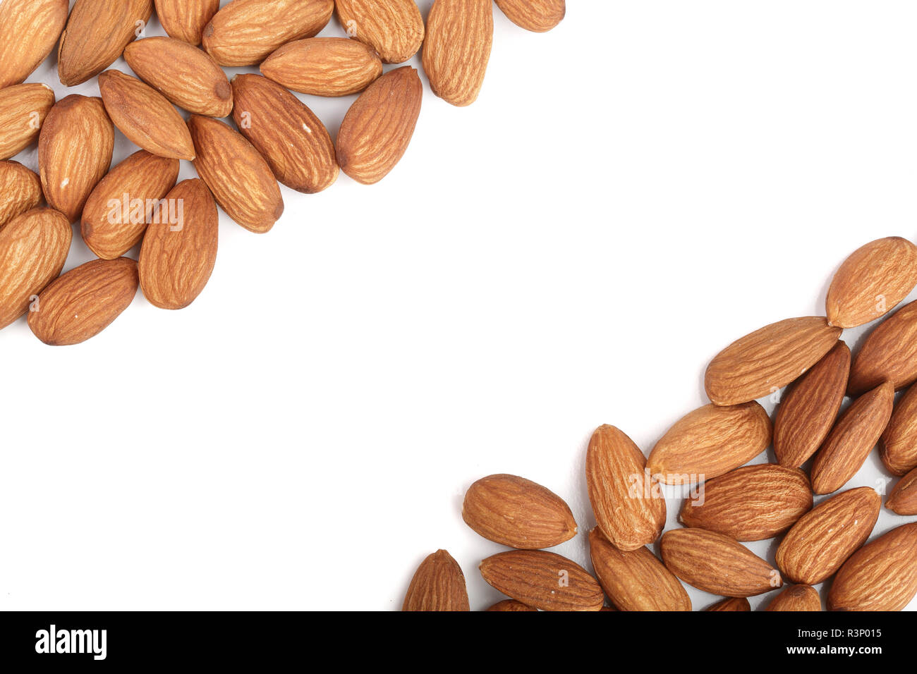 almonds isolated on white background with copy space for your text. Top ...