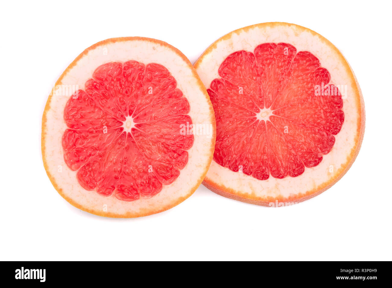 Grapefruit slices isolated on white background. Top view Stock Photo ...