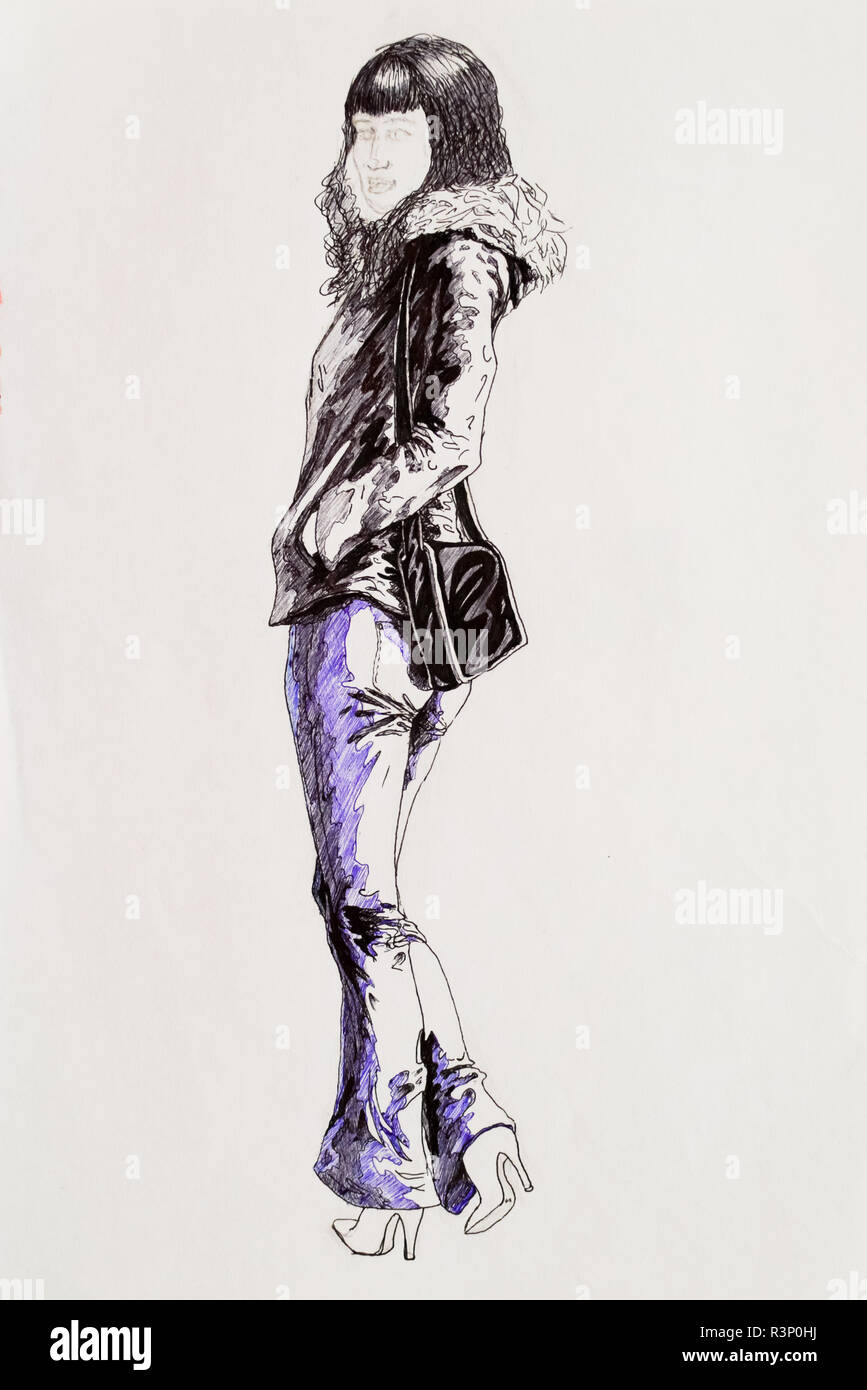 Skinny legs drawing hi-res stock photography and images - Alamy