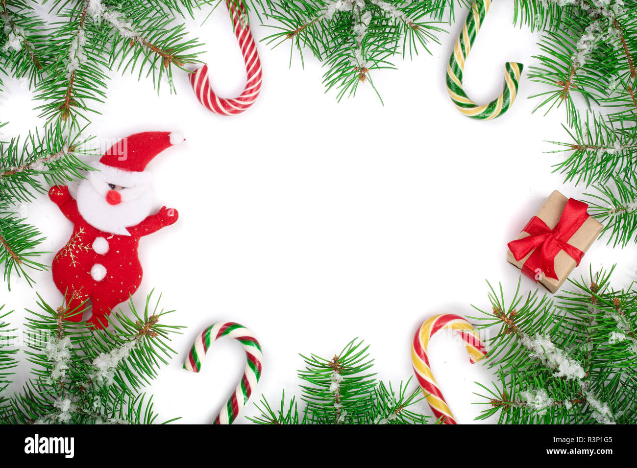 Christmas frame decorated isolated on white background with copy space ...