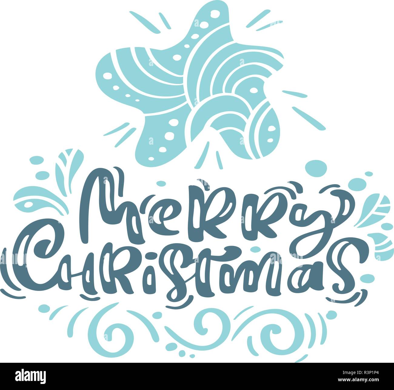 Merry Christmas calligraphy lettering text. Xmas scandinavian greeting ...