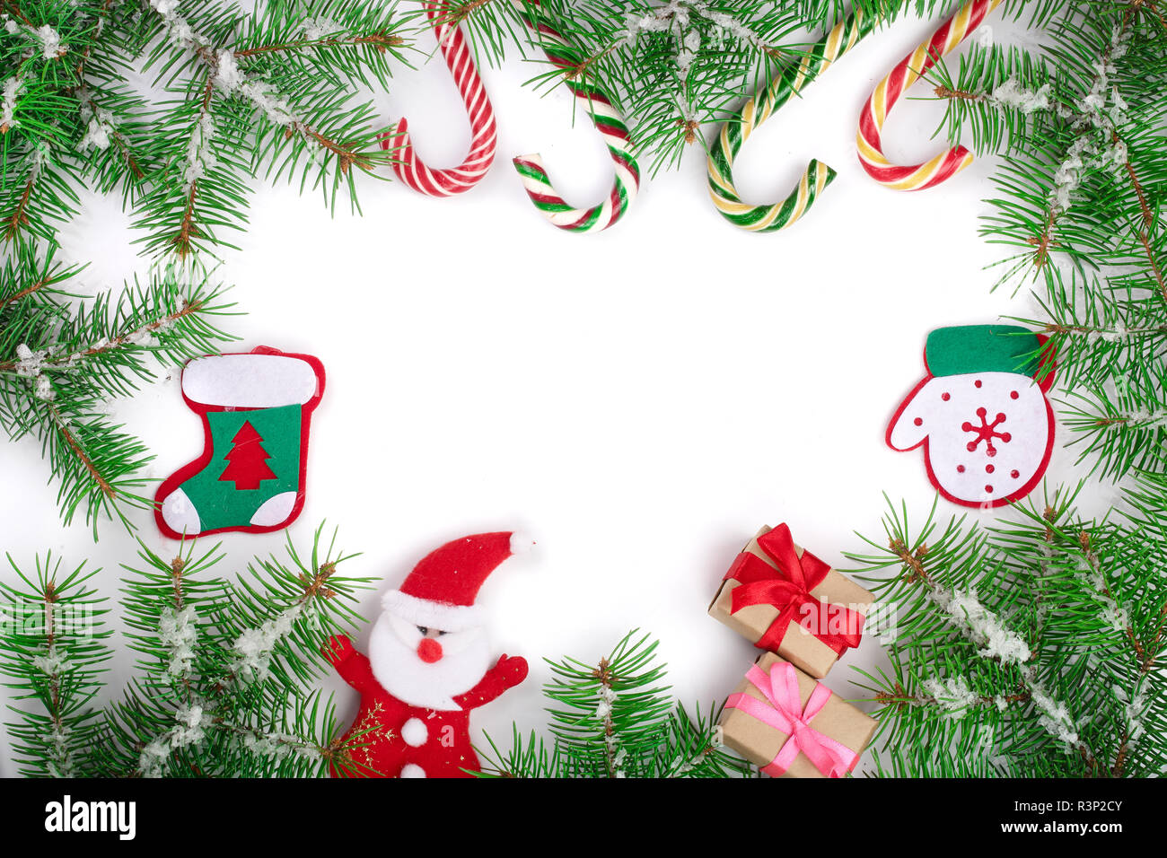Christmas frame decorated isolated on white background with copy space ...