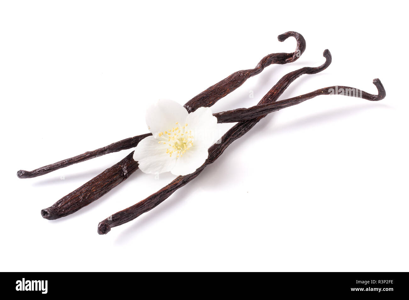 Vanilla sticks with flower isolated on white background Stock Photo - Alamy