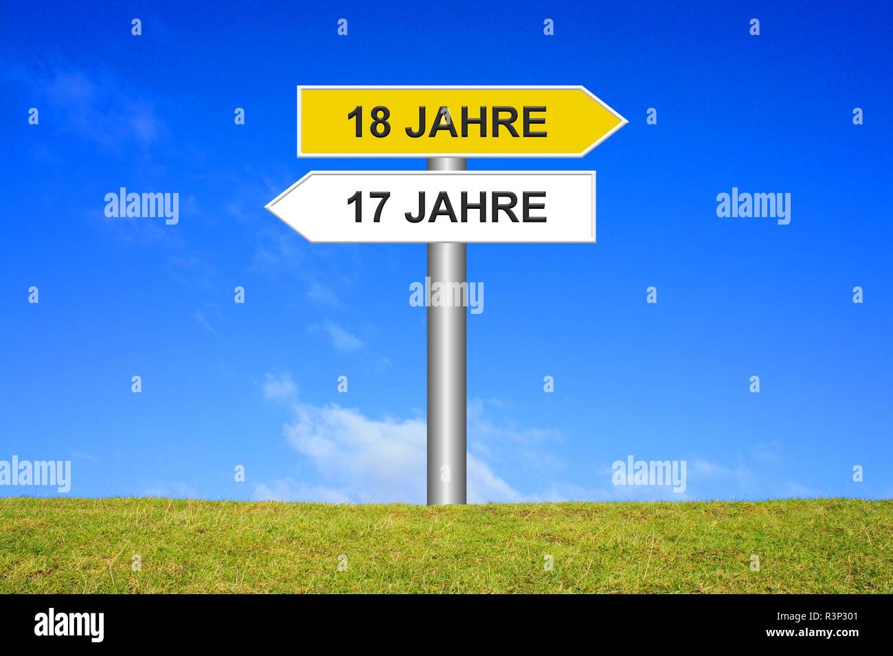 sign signposts: 17 years / 18 years Stock Photo - Alamy