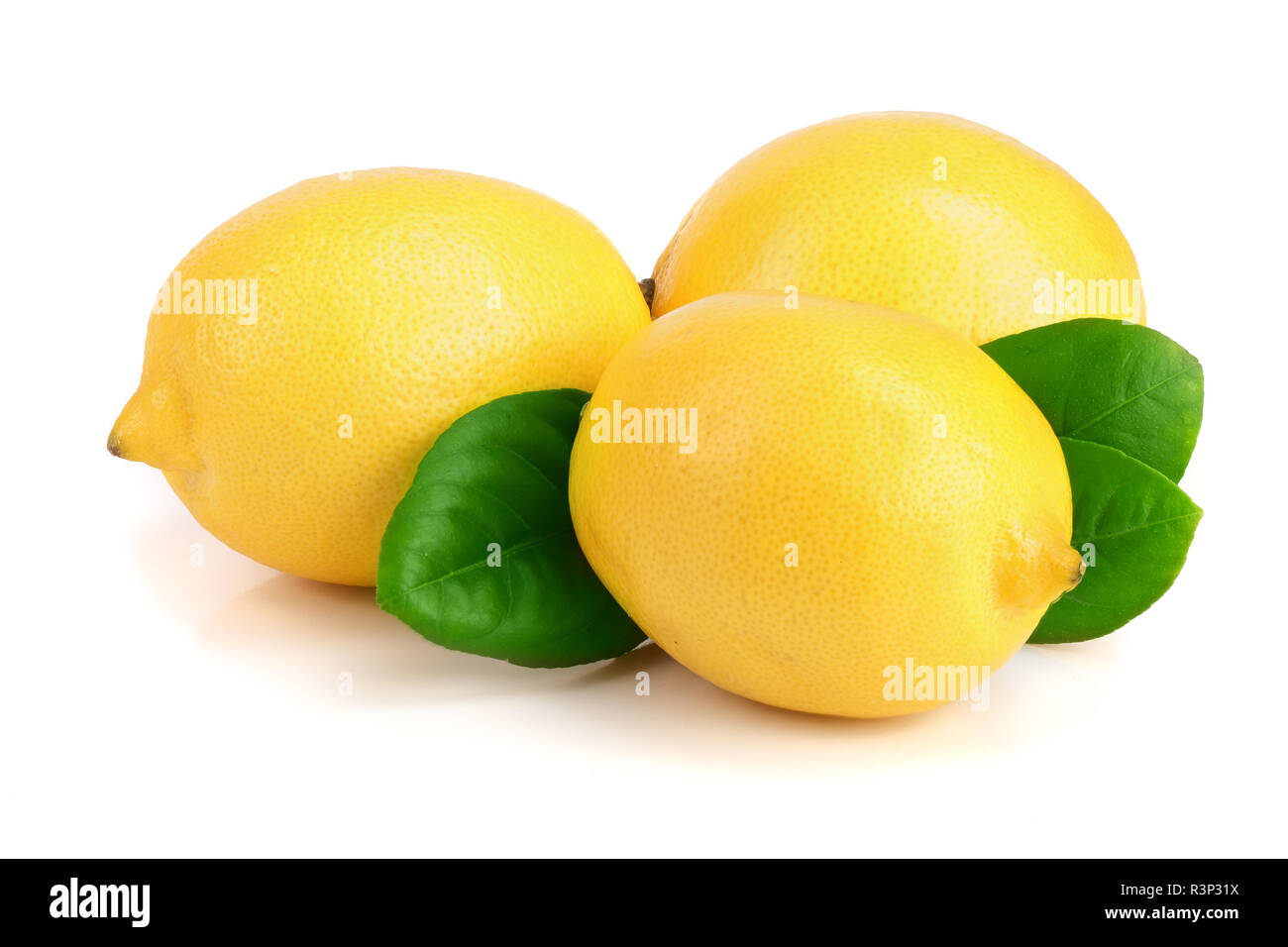 Lemon fruit with leaf isolated on white background Stock Photo - Alamy