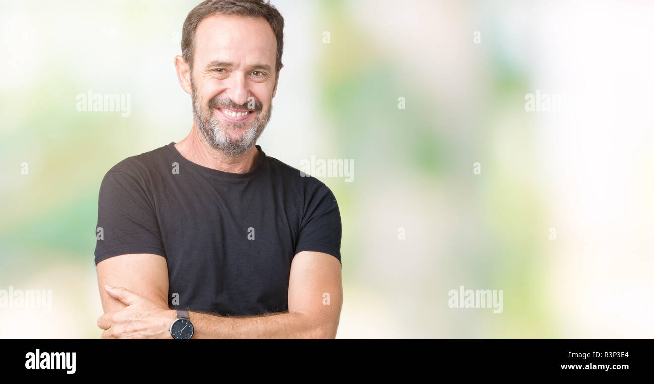 Handsome middle age hoary senior man over isolated background happy ...