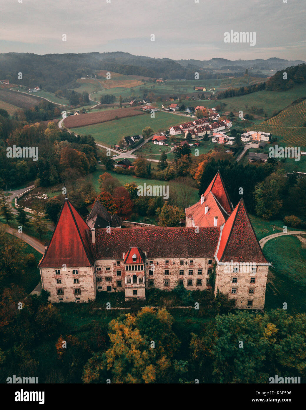 Castle Spielfeld, Austria from above Stock Photo - Alamy