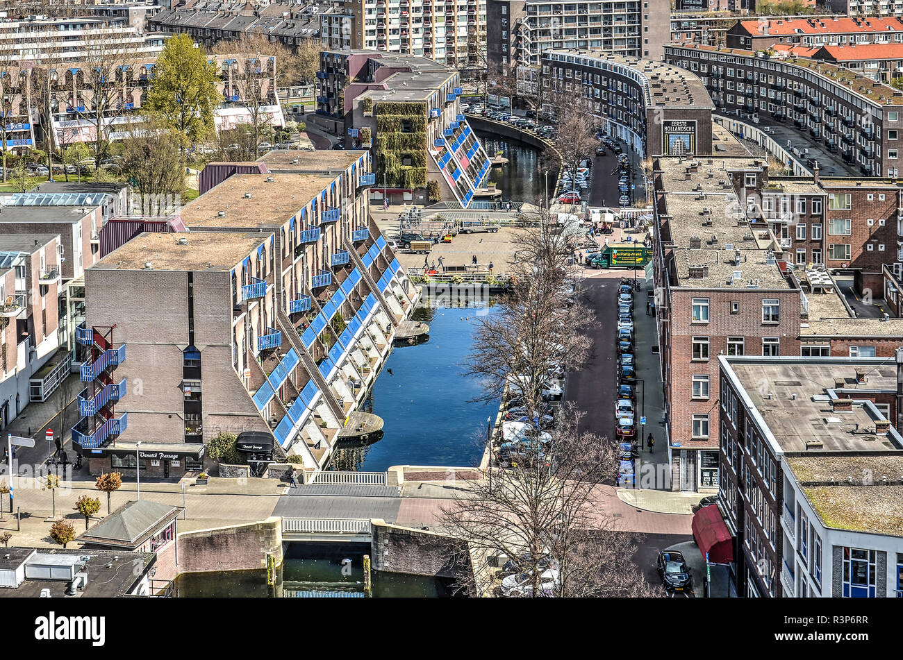 Rotterdam, the Netherlands, April 18, 2015: aerial view of Stokviswater ...