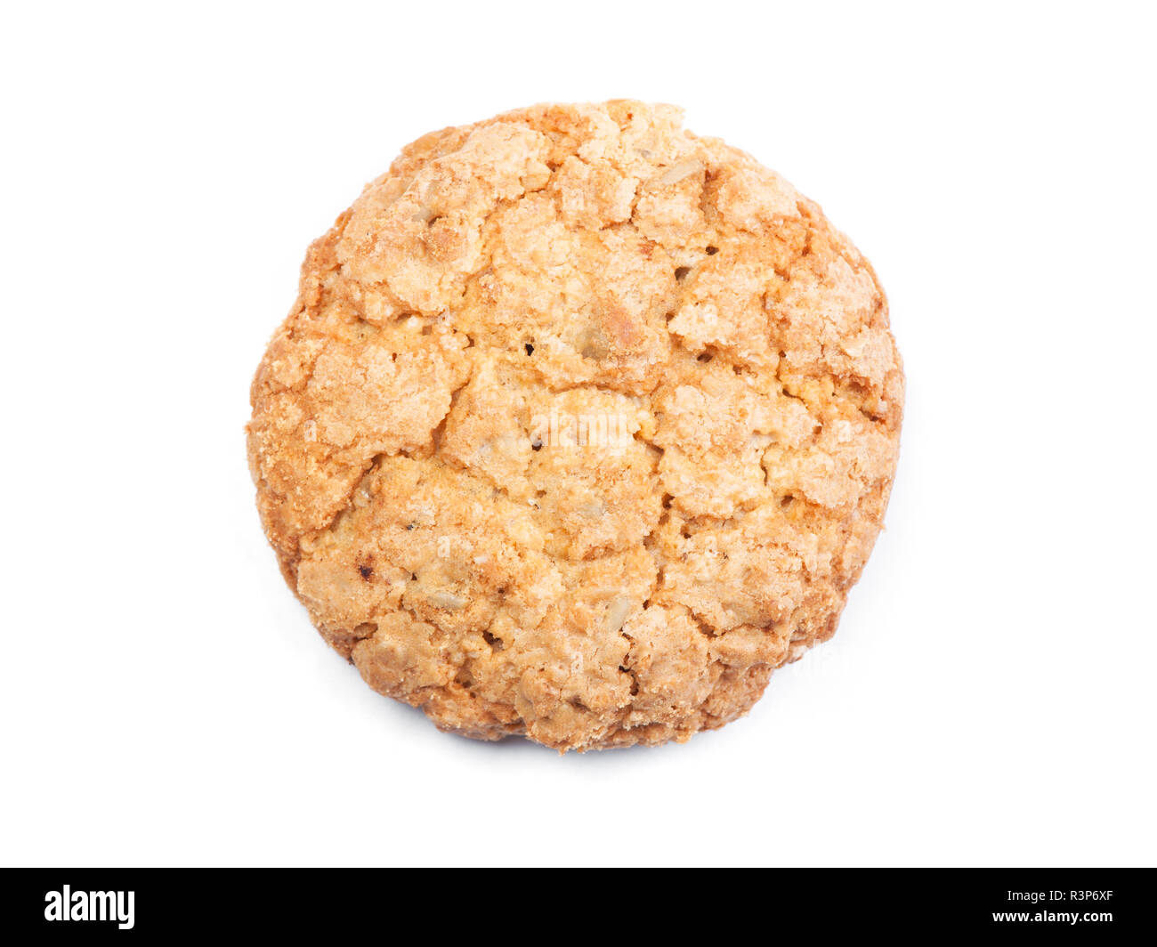 Single oatmeal cookie isolated on white background Stock Photo - Alamy