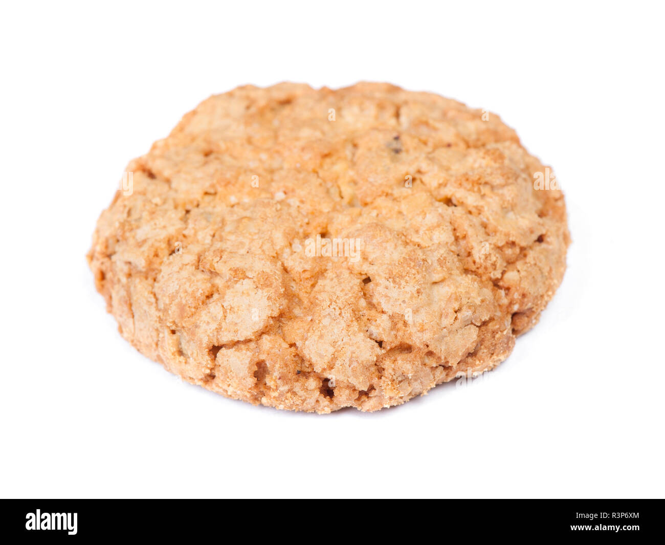 Single oatmeal cookie isolated on white background Stock Photo - Alamy