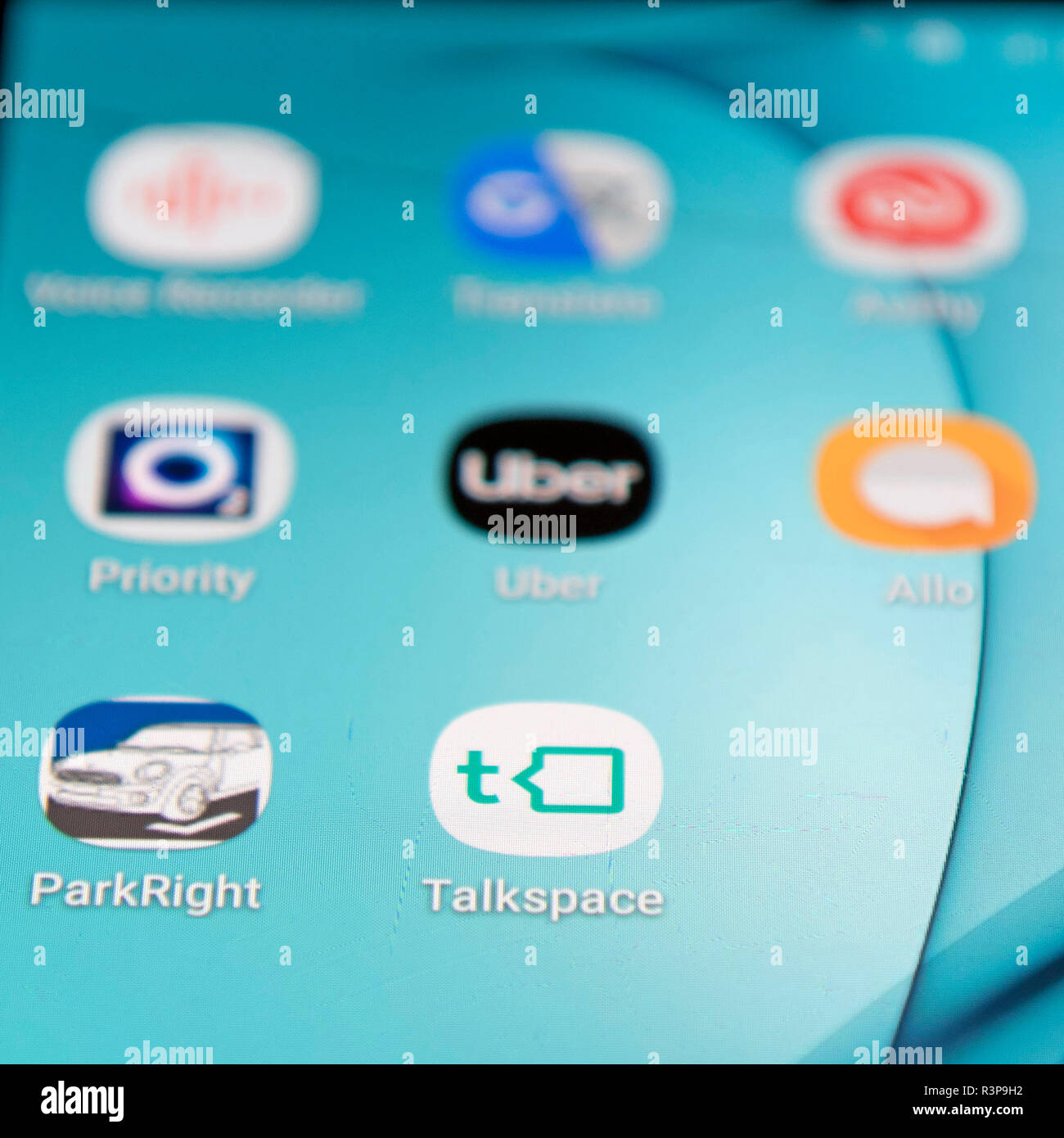 Talkspace app is pictured on an Android smartphone app in Warwick, UK ...
