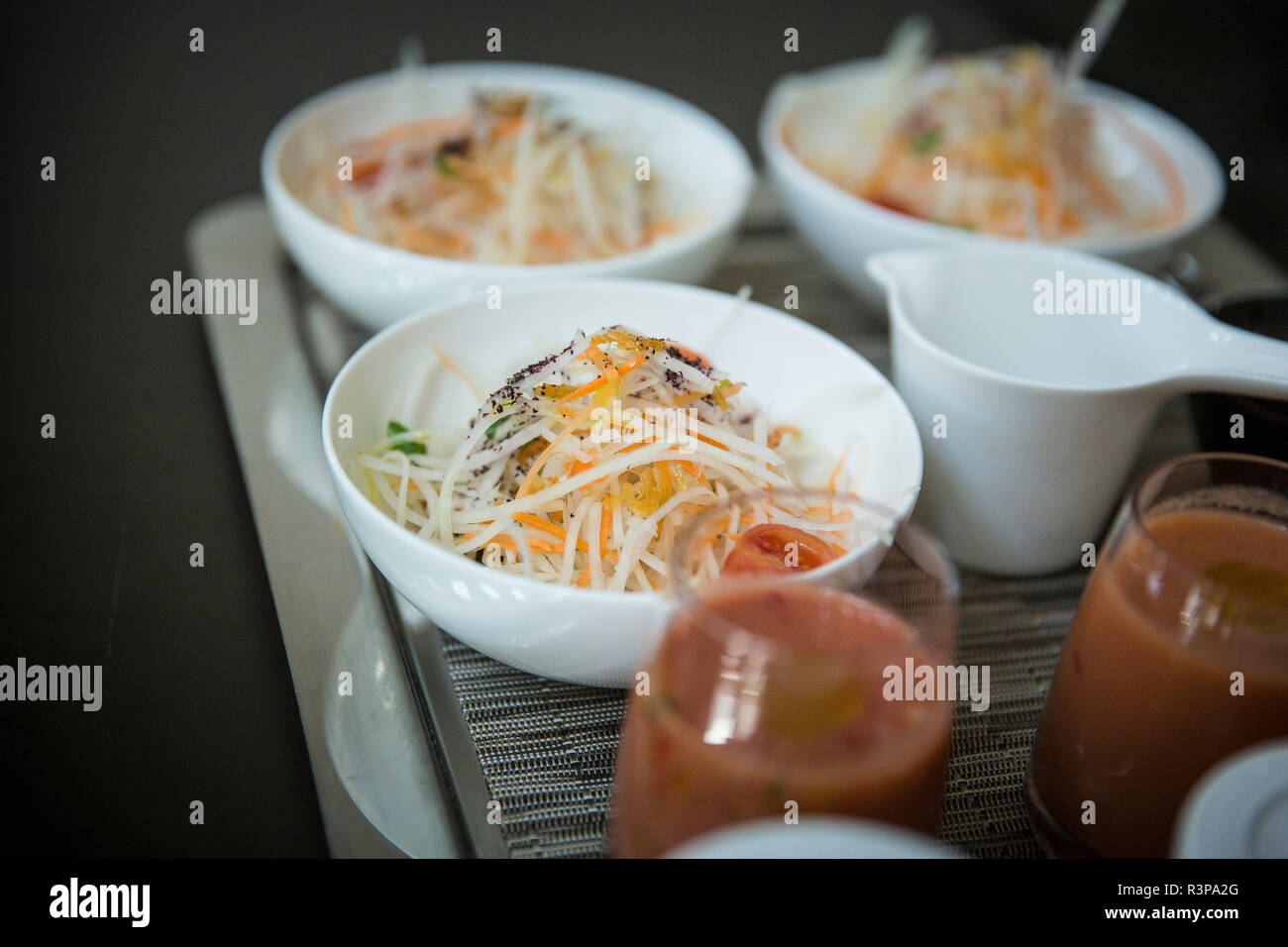 catering finger food flying buffet salad Stock Photo - Alamy