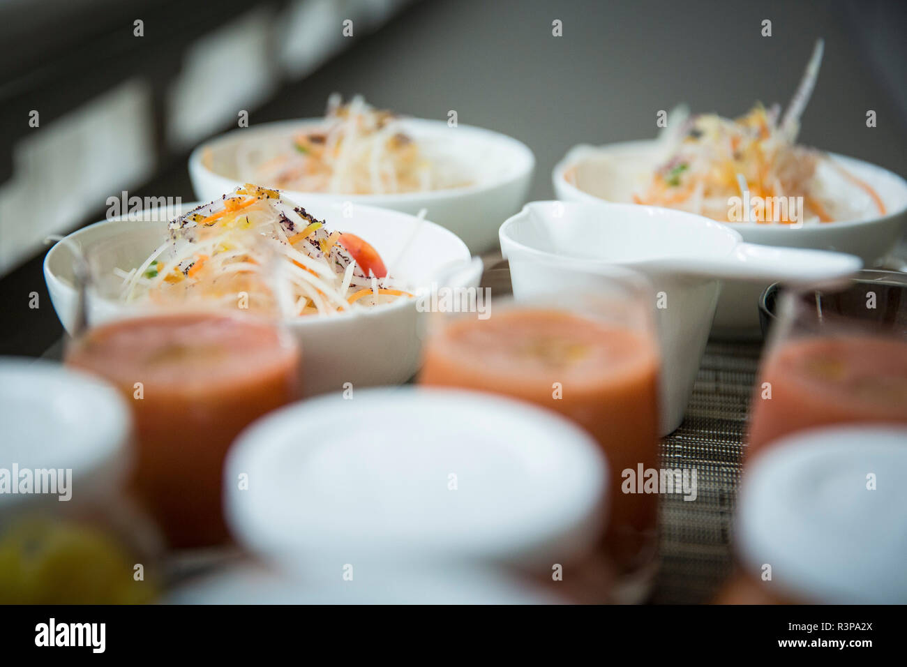 catering finger food flying buffet salad Stock Photo - Alamy