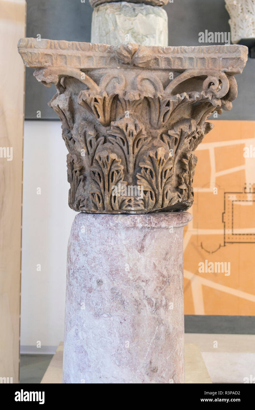 Roman artifact, capital, Arles Museum, Arles, Provence, France Stock ...