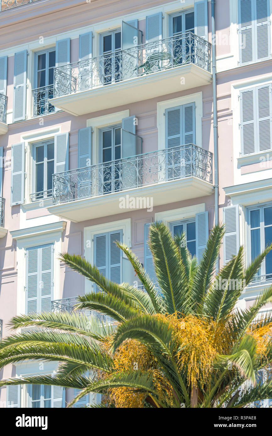 Pastel colored apartment building, Nice, Cote d'Azur, France Stock ...