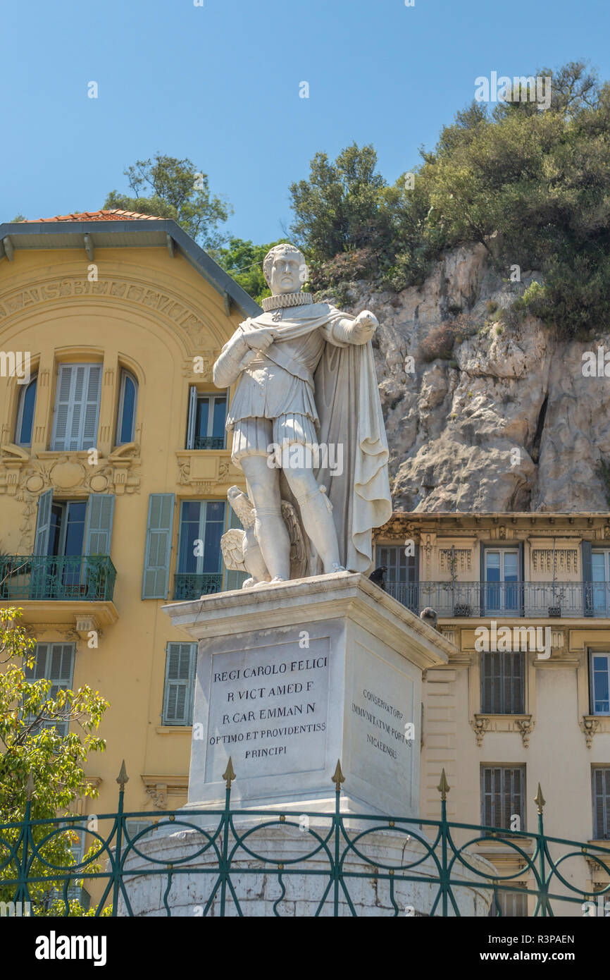 Statue of King Charles Felix, Nice, Cote d'Azur, France Stock Photo - Alamy