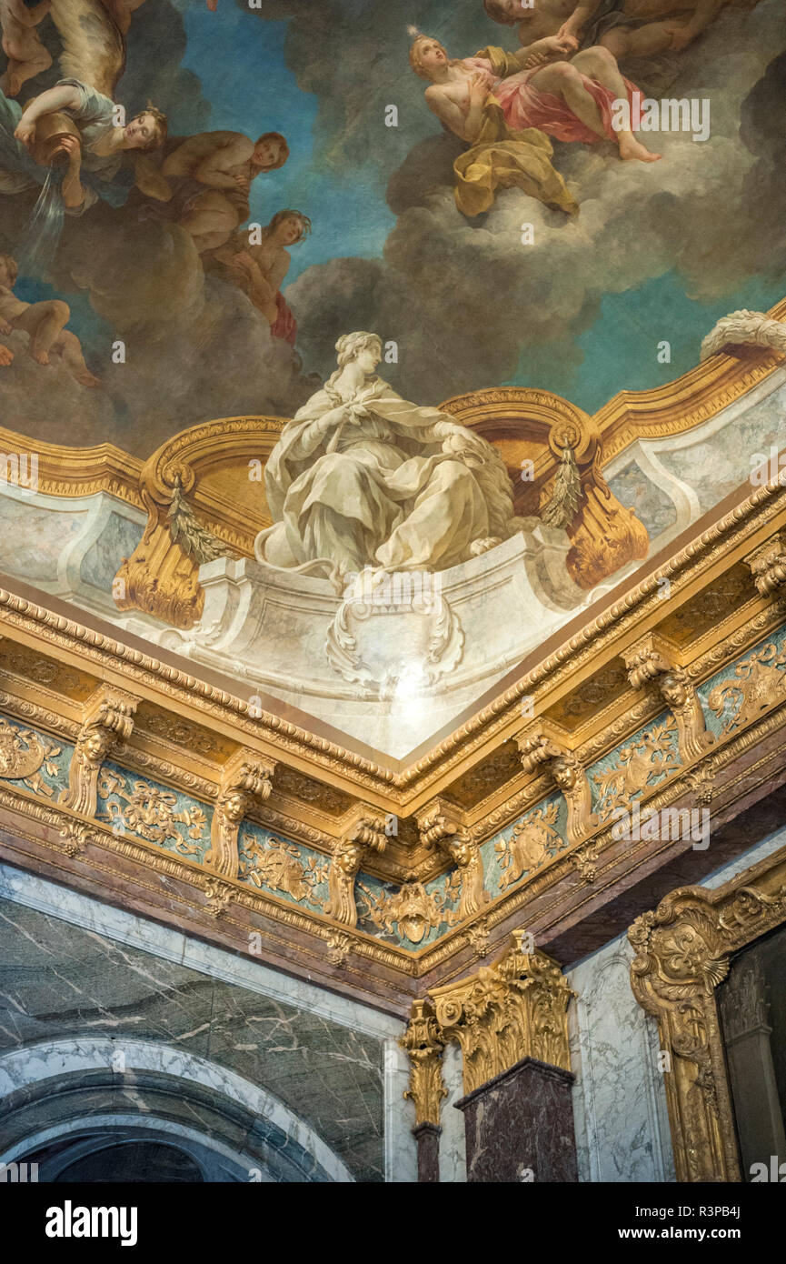 Ceiling mural, Hercules Drawing Room, Palace of Versailles, France ...