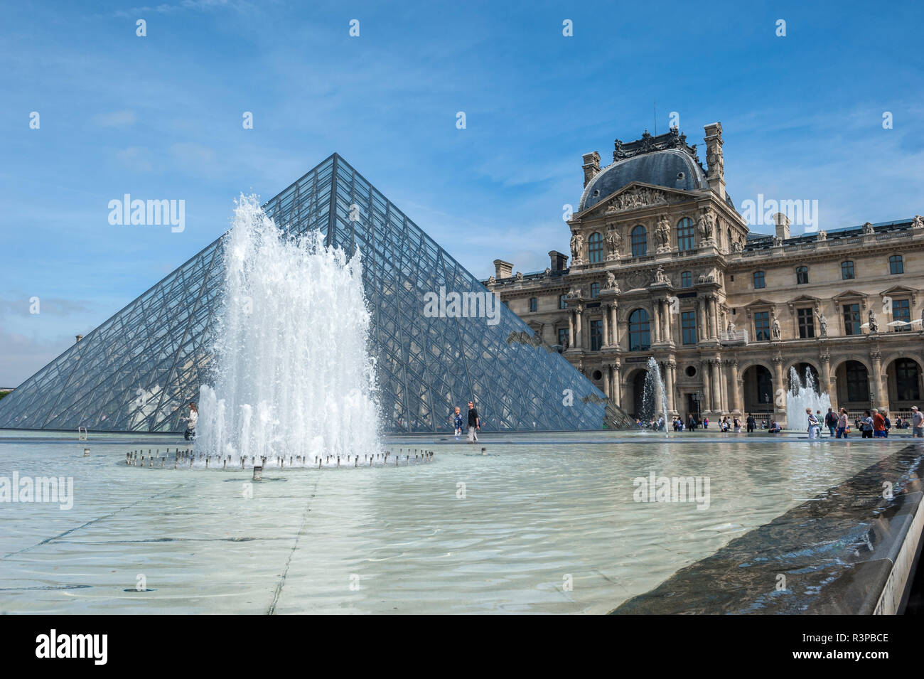 Pyramid and Fountain outside Louvre, Paris, France Stock Photo - Alamy